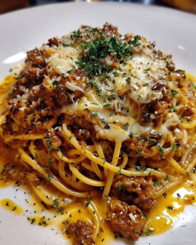 Garlic Butter Parmesan Spaghetti with Savory Beef – Best Recipes