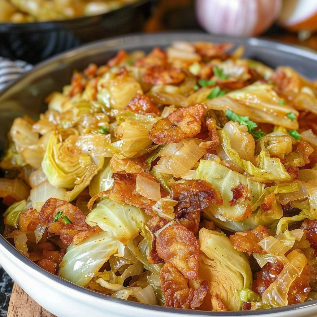 Fried cabbage with bacon and onion recipe – Best Recipes